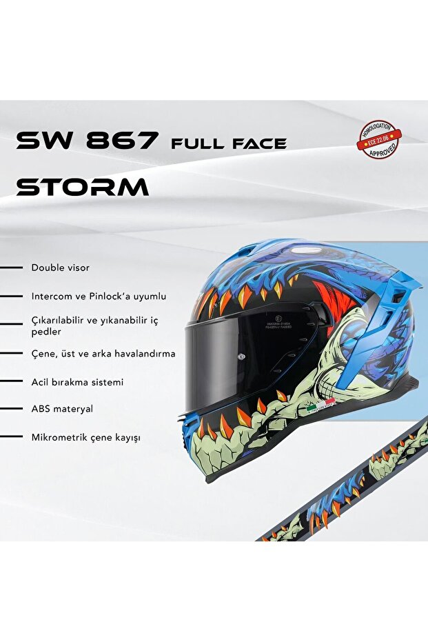 yyk SWAY SW 867 Tam Kapalı Motosiklet Kaskı Renkli Vizör - Fiyatı, Yorumları