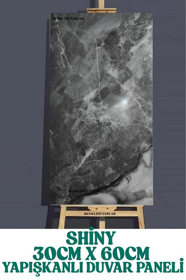 Renkli Duvarlar Yapışkanlı 1 Adet 30x60cm Antrasit Gri Mermer Desenli Esnek Banyo Wc Duvar ...