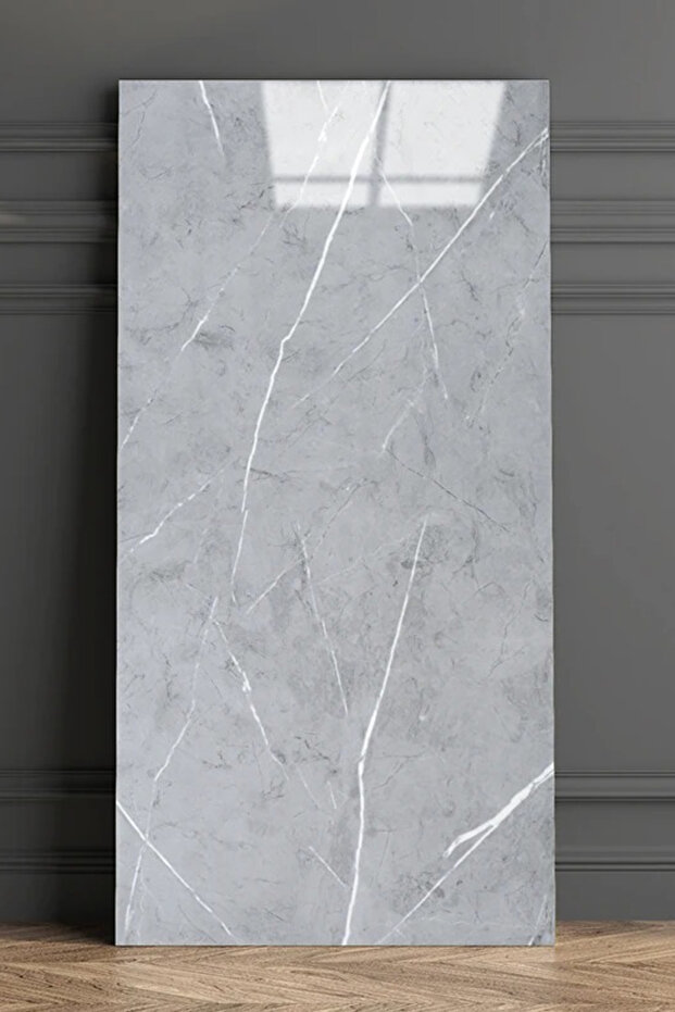 Bien Home Yeni 30x60CM Gri Mermer Desen Görünümlü PVC Kendinden Yapışkanlı Duvar Paneli ** 4 ...