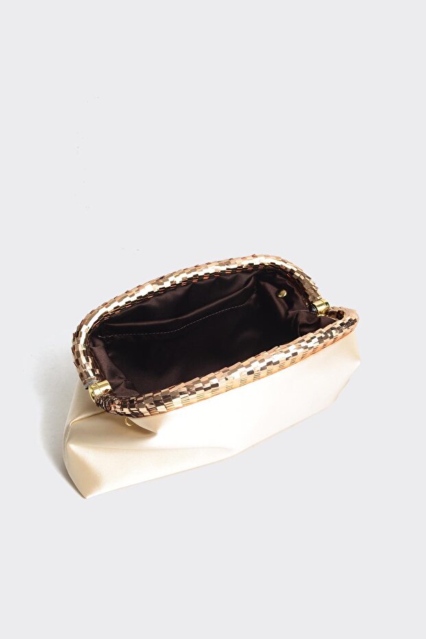 Berlesi Bej Saten Gold Payet Detaylı Clutch Abiye Çanta - Fiyatı, Yorumları