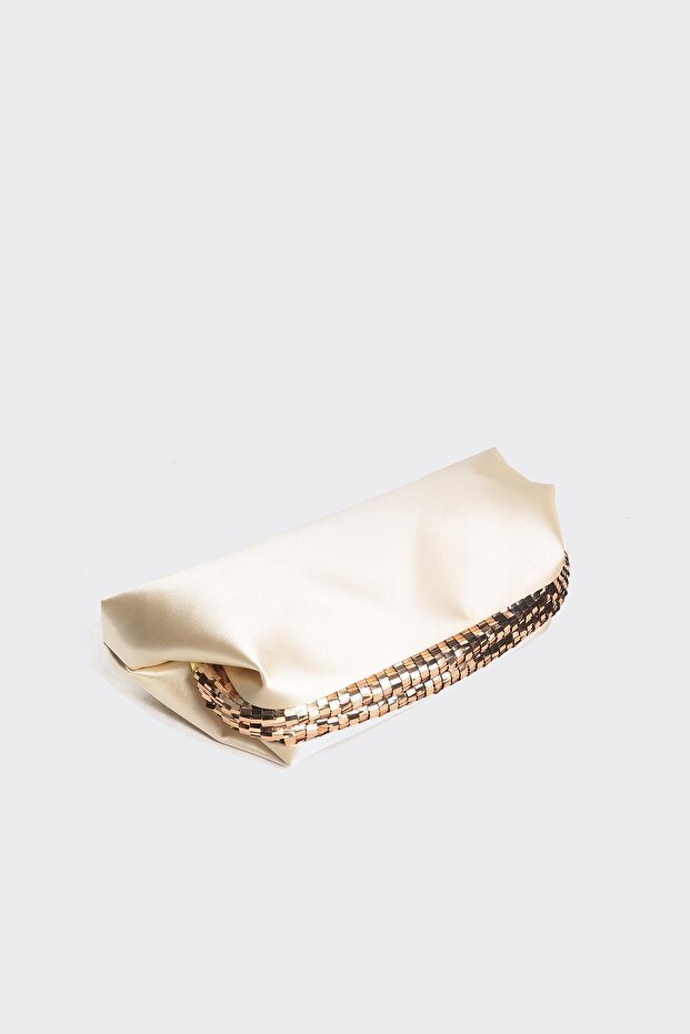 Berlesi Bej Saten Gold Payet Detaylı Clutch Abiye Çanta - Fiyatı, Yorumları