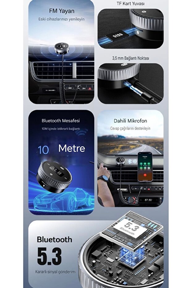essager Bt15 Bluetooth 5.3 Araç Kiti Fm Transmitter 3.5mm Aux Jack ...