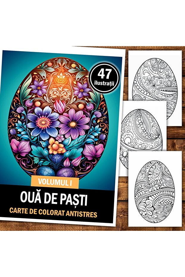 Legendary Gifts Carte de colorat antistres, 47 de ilustrații cu ouă de ...