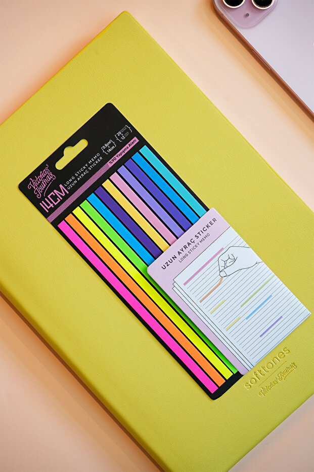 Victoria's Journals Yapışkanlı Şerit 14x0,5 cm 12 renk x 20 yaprak ...