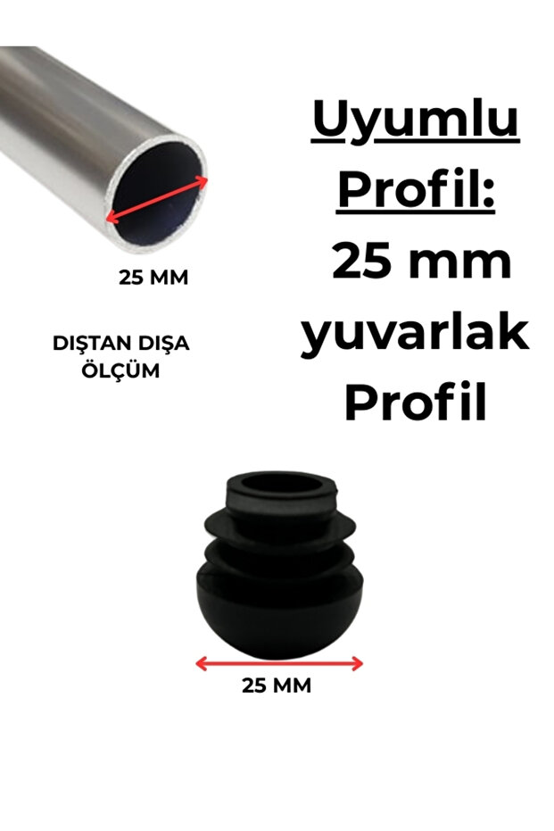Hobbi 25 mm İç Yuvarlak Tapa Sehpa Sandalye Masa İçe Geçme Profil Boru ...