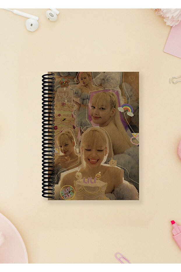 Ludios Blackpink Lisa Kolaj Spiralli A6 Çizgisiz Kraft Kapaklı Not ...