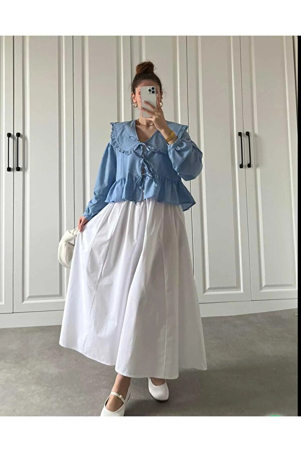 GOOD&DESS Uzun Lastikli Günlük Etek Poplin Kumaş - Fiyatı, Yorumları