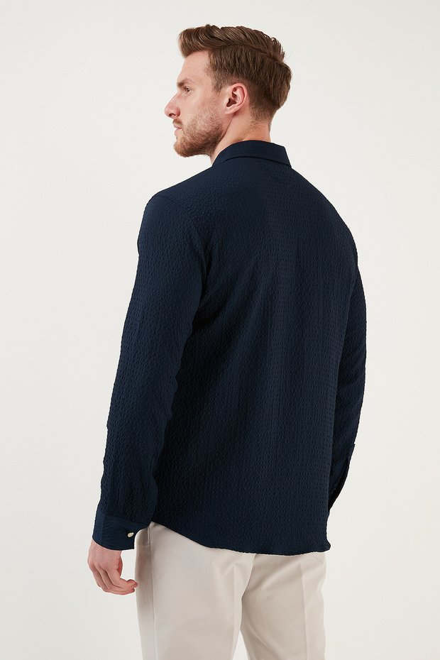 Buratti Βαμβακερό ριγέ πουκάμισο με κουμπιά και μακρυμάνικο γιακά ...