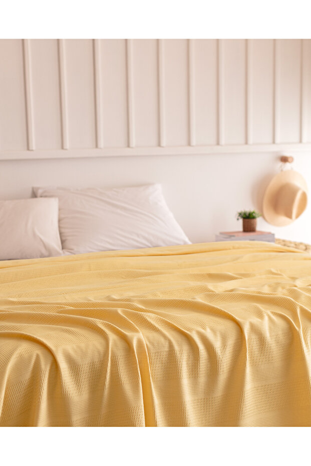 Madame Coco Mathilda Tek Kişilik %100 Pamuk Karde Düz Pike - Sarı ...