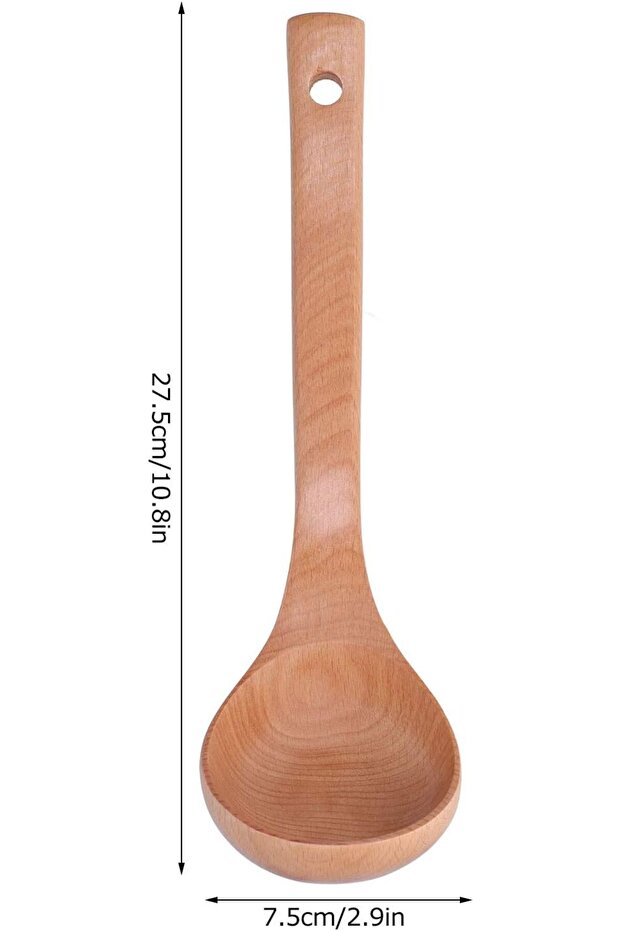 TARIK HOME 27,5 cm. Doğal Ahşap Derin Kepçe – Organik Ahşap Çorba ...