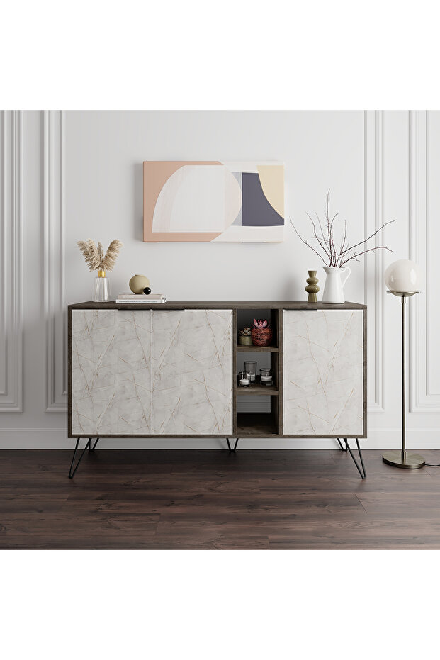 Mourah Home Clara Console – Modern 3-Door Sideboard with Elevated Legs ...
