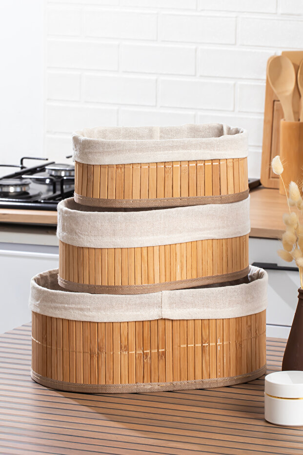 Porsima 2082 Oval 3-Piece Pinterest Basket Bamboo Basket Set Decorative ...