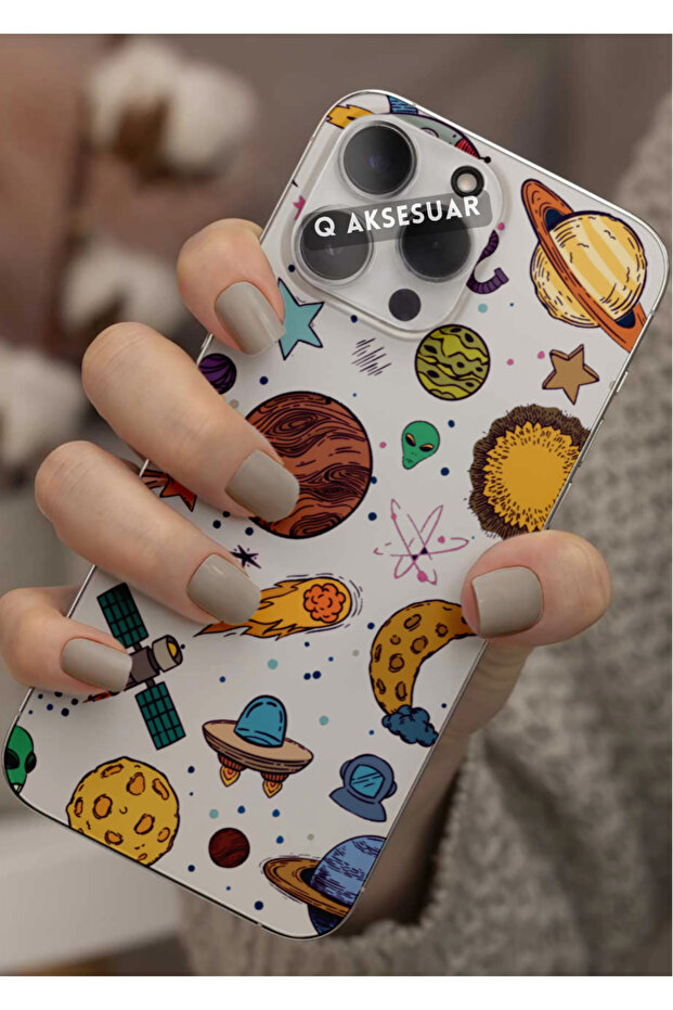 Q Aksesuar Xiaomi Redmi Note 14 Uyumlu Gezegenler Tasarımlı Şeffaf ...
