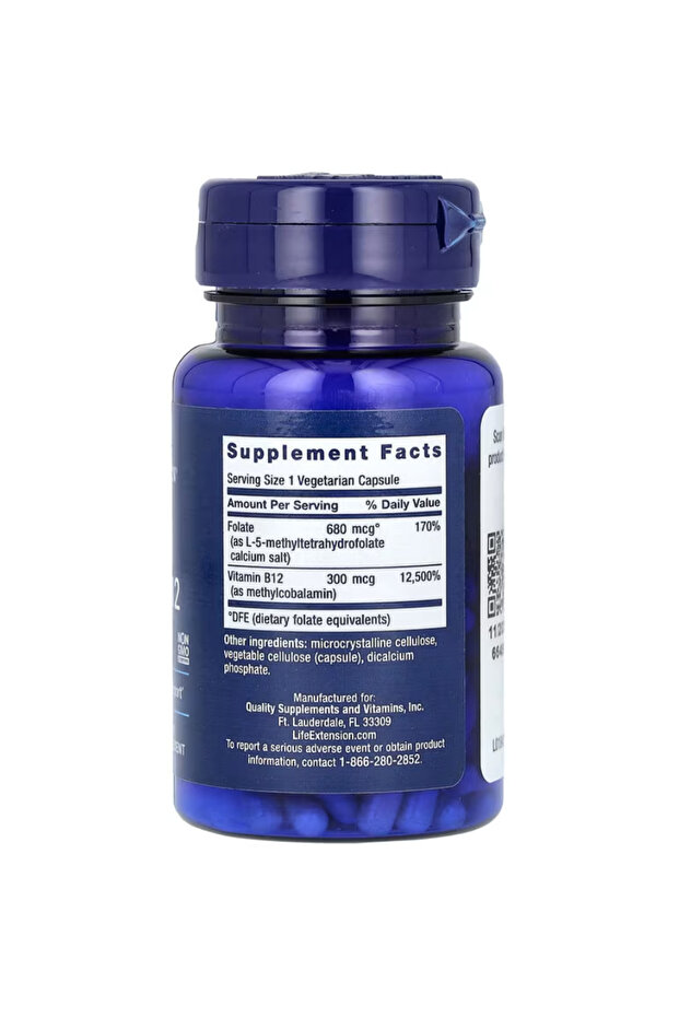 Life Extension , BioActive, Folate & Vitamin B12, 90 Vegetarian ...