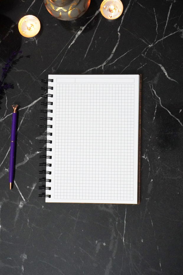 markcat Istanbul Wooden Cover Spiral School Notebook - Checkered ...
