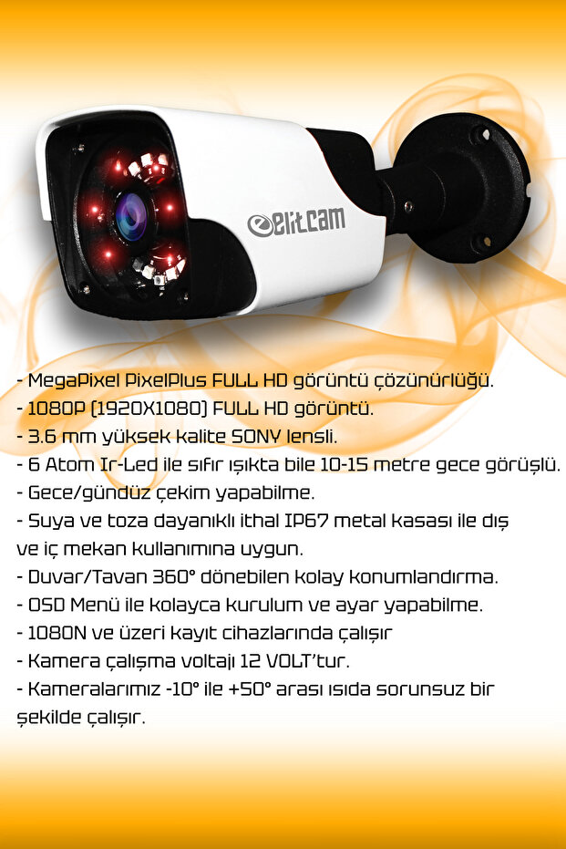 Elitcam 5 Kameralı Panda 5 Dış Kamera Set 500 Gb Hdd Full Hd Gece ...