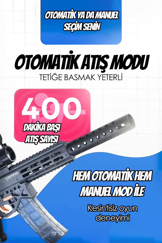 Mofy Baby MK6 Su Topu Atan Oyuncak Tüfek Gel Blaster 71 cm Büyük Boy ...