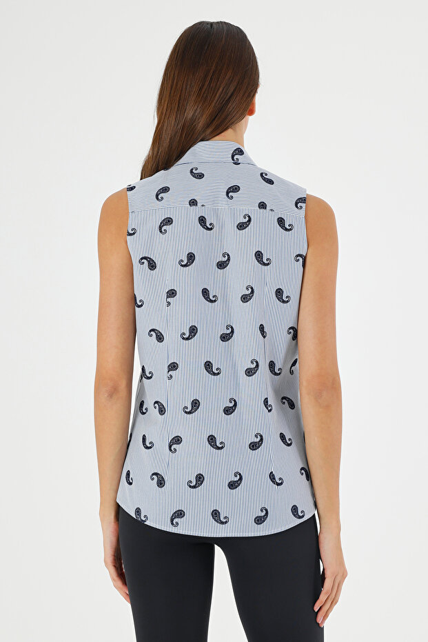 FİDEY Дамска блуза с къси ръкави и принт- Trendyol