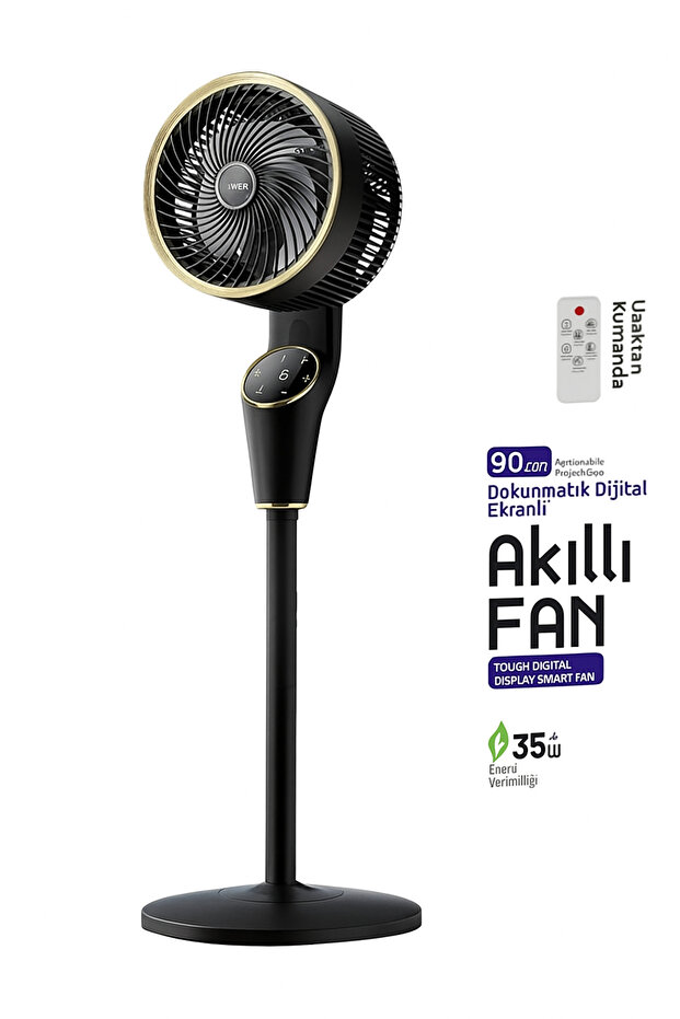 Smith ACFN03 Siyah 35W 90 Cm Süper Sessiz Soğutucu Dokunmatik Hareketli ...