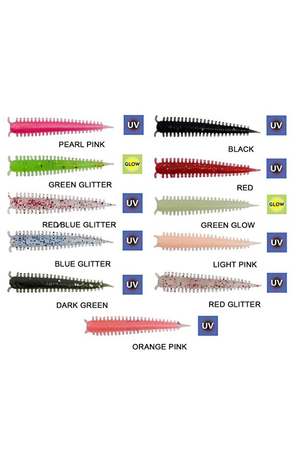 Kendo Zombie Worm Lrf Silikonu 4cm 8 Adet-Red/Blue Glitter - Fiyatı ...