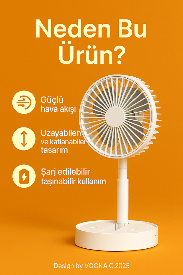 VOOKA Vantilatör Fan Katlanabilir Sessiz Masaüstü Vantilatör | Güçlü ...