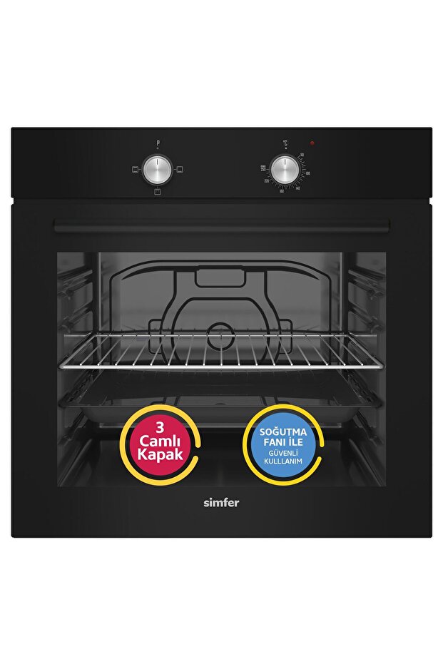 Simfer 4 Fonksiyon Trend Siyah Metal 3'lü Ankastre Set (8251 Fırın - 3851 Ocak - 8727 Davlumbaz ...
