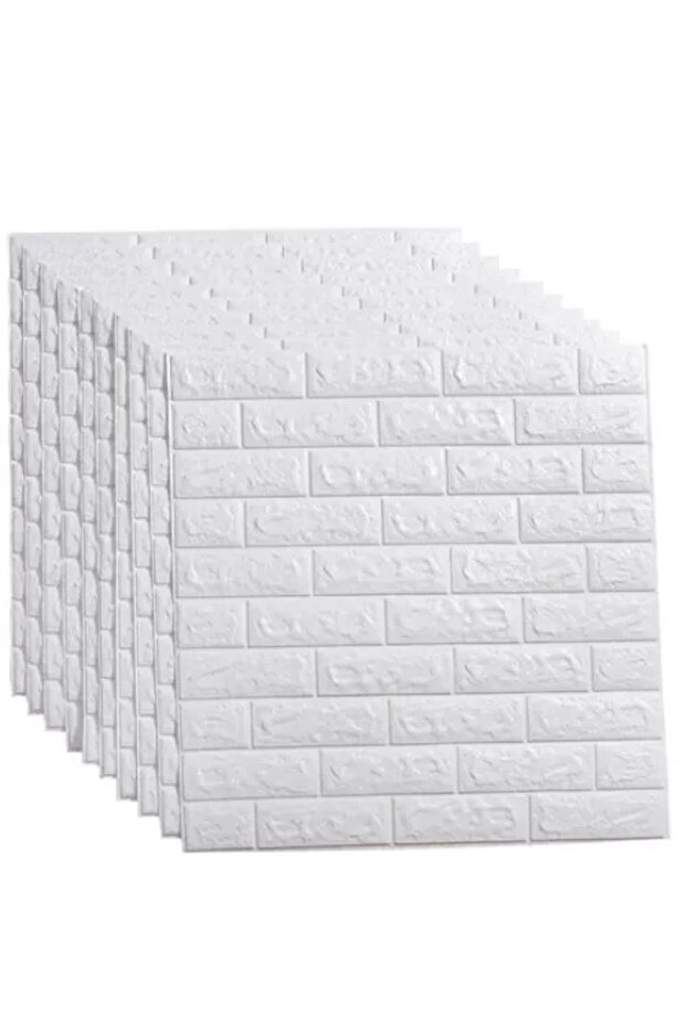 WHITE Set de 10 plăci de tapet autoadezive cu design cărămizi ...