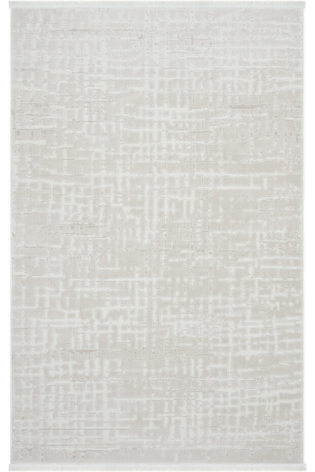 Cool Halı Nevada 2508 Beige White Striped Soft Machine Rug Embossed ...