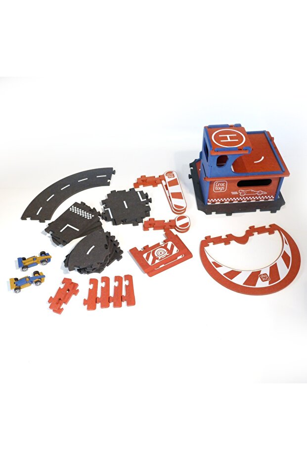 Croc toys Set de constructie Garaj modular cu pista si 2 masini de ...