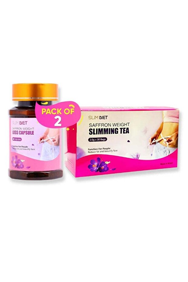 Saffron Slim Diet Weight Loss Slimming Tea and Capsules, Dynamic Duo ...
