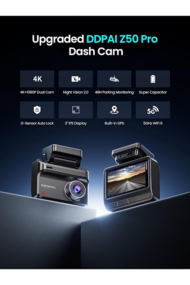 DDPAI Dash Cam for Cars, 4K+1080P Front and Rear Dashcam for Cars- Trendyol
