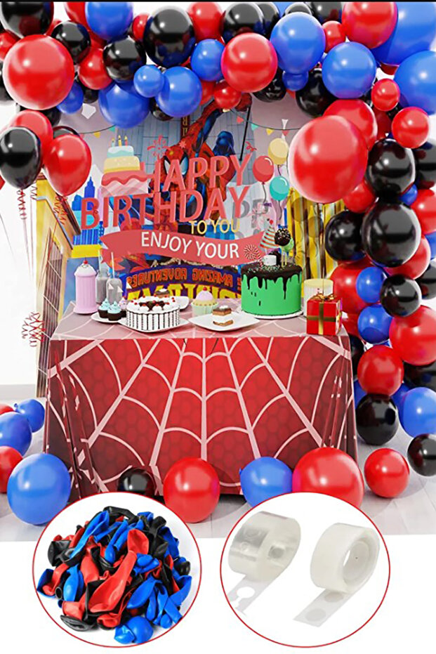 Spiderman 50'li Örümcek Adam Balon Seti Spiderman 20 Lacivert 15 ...