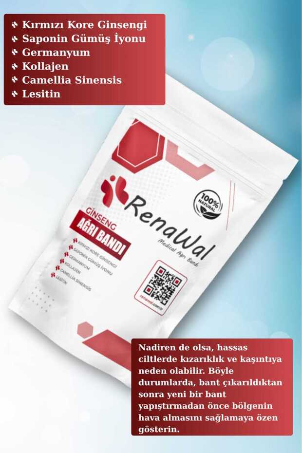 RENAWAL Doğal Ginseng Ağrı Bandı - Hızlı ve Uzun Süreli Rahatlatıcı ...