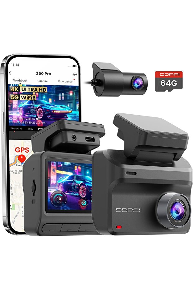 DDPAI Dash Cam for Cars, 4K+1080P Front and Rear Dashcam for Cars- Trendyol