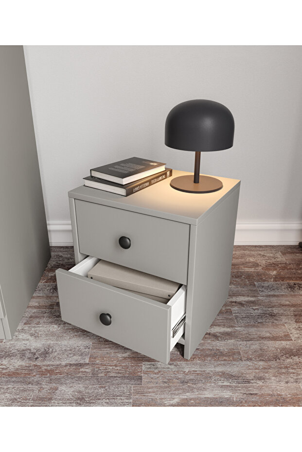 CABİNSE %100 MDF GRİ/SOFT BEYAZ 2 ÇEKMECELİ KOMODİN - Fiyatı, Yorumları