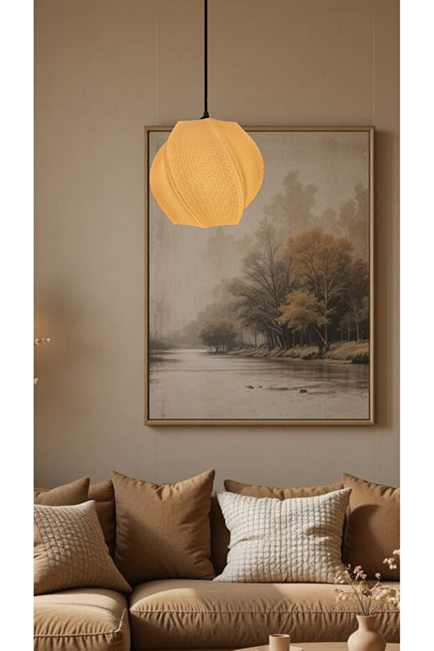 decory Stara Hasır Renk Rattan görünümlü Avize Pinterest Tarzı Tekli ...