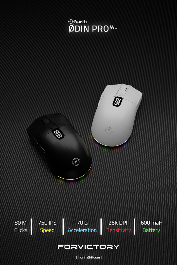 North Odin PRO WL 26.000 DPI 750 IPS 70G UltraLight RGB Kablosuz Gaming Mouse - Fiyatı, Yorumları