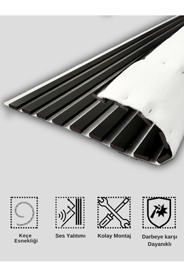 DECOALA Mdf Ahşap Akustik Duvar Paneli Beyaz Keçe 60x275 Cm - Siyah ...