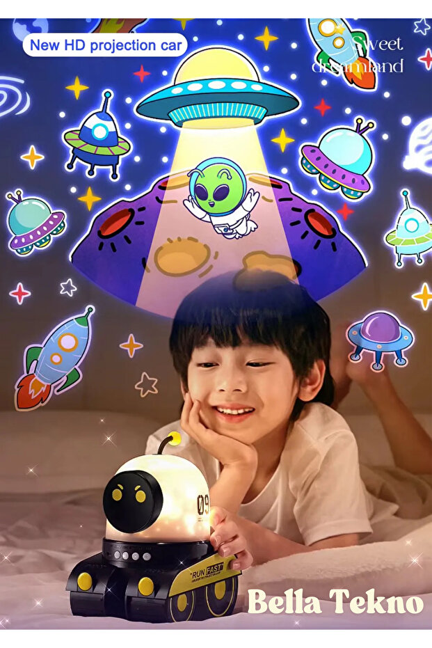 BellaThec Çocuklar İçin LED Robot Projektör Lamba Eğlenceli Işık ...