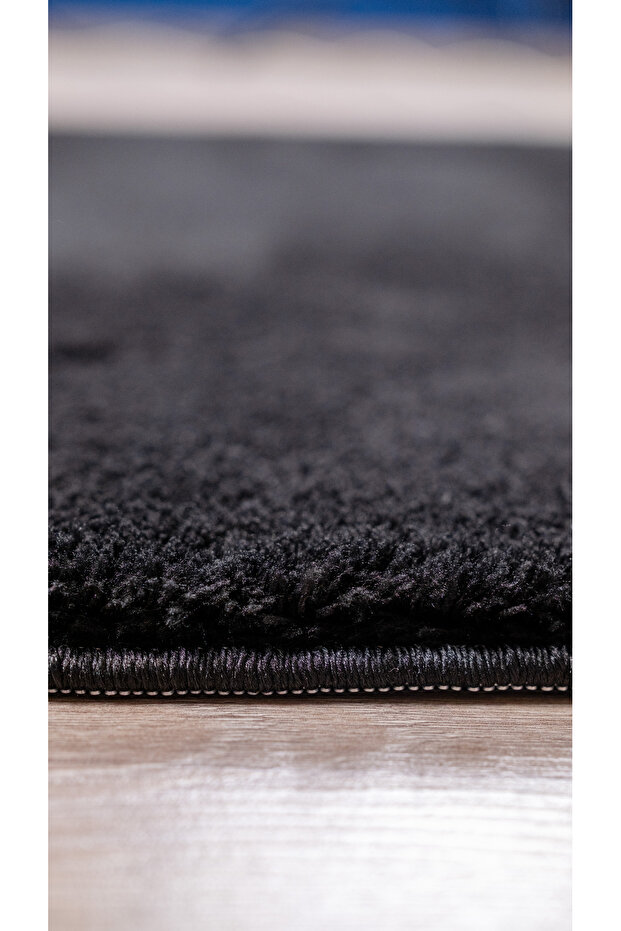 LOFT HOME CONSEPT Siyah Oval Post Halı Yumuşak Peluş Yolluk Kaymaz Dot ...