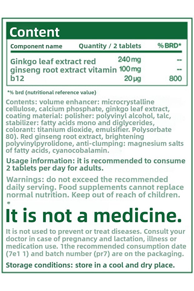 Multimed Ginkgo Biloba + Red Ginseng + B12 – Premium Formula to Enhance ...