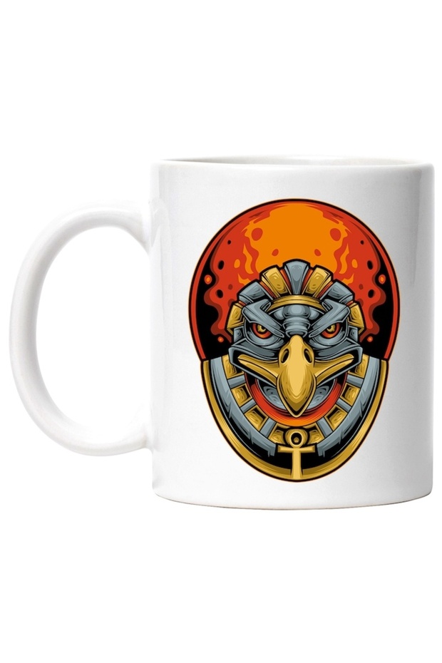 INOVATIX Εξατομικευμένη λευκή κούπα, Culture Head, Φλόγες, Ήλιος, Ankh ...