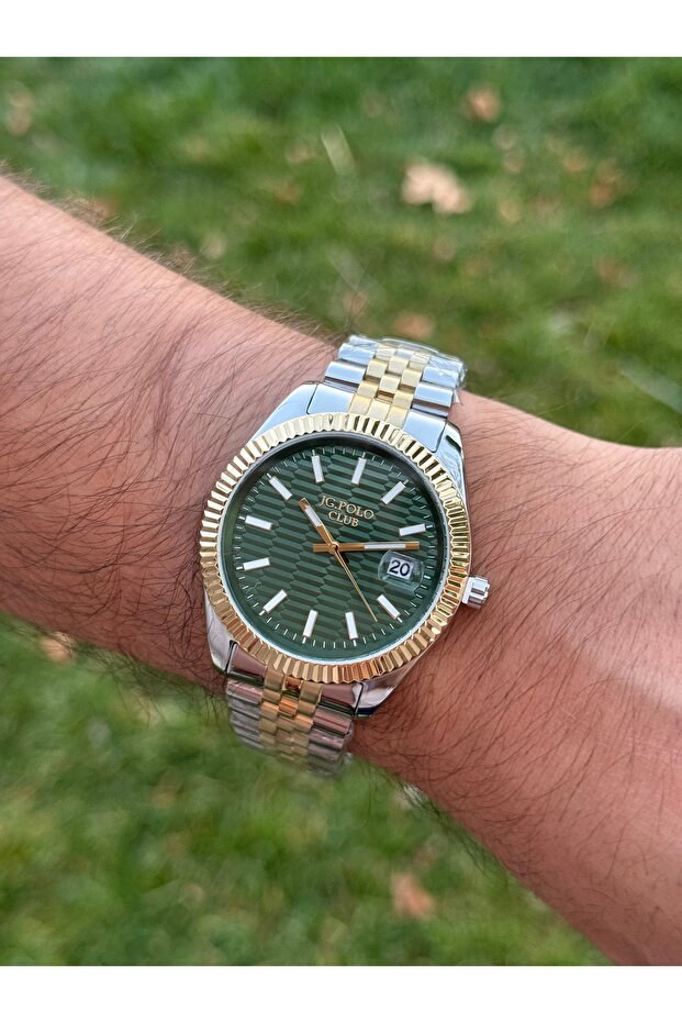JG. Polo Club JG.POLO CLUB ÇELİK KASA KORDON İÇİ YEŞİL RLEX MODEL GÜMÜŞ ...
