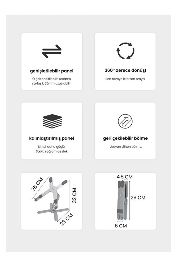 Frisby 3 Eksenli Yüksekliği Ayarlanan Alüminyum Ergonomik Laptop Standı ...