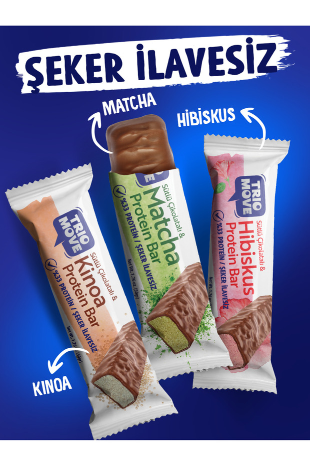 TrioMove Çikolata Kaplamalı Protein Bar 9'lü Karışık Tanışma Paketi 50 ...