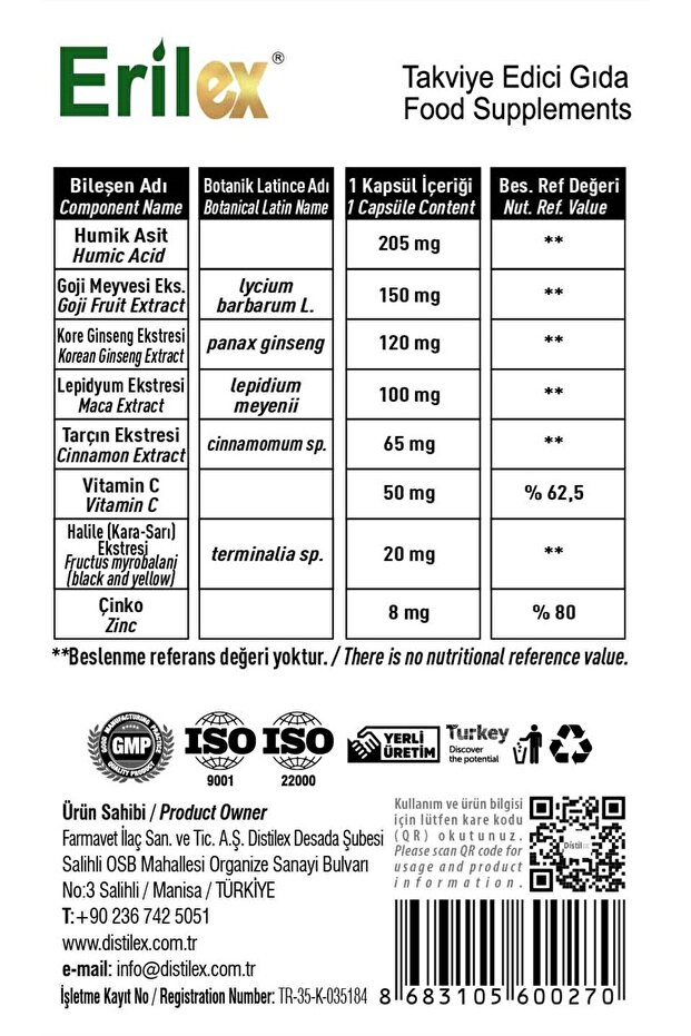 DİSTİLEX Erilex 60 Kapsül 750 Mg (ERKEKLER IÇİN ÖZEL ÜRETİLMİŞTİR ...