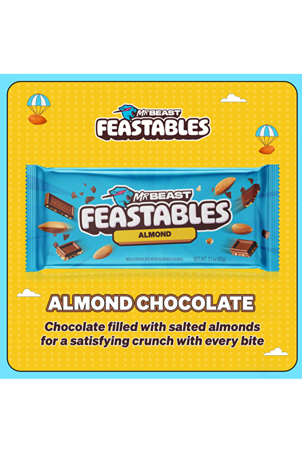 Mrbeast Feastables Almond 60 g – Bütün Badem Parçacıklı Sütlü Çikolata ...