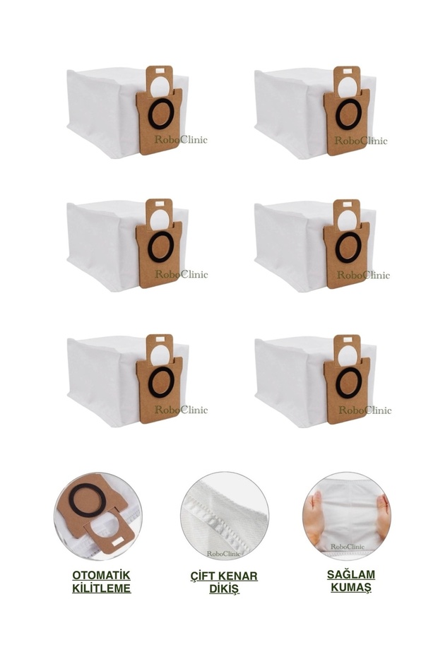 Roboclinic أكياس غبار بديلة متوافقة مع مكنسة شاومي الروبوتية X20 Pro / X20 Max، 6 قطع- ترينديول