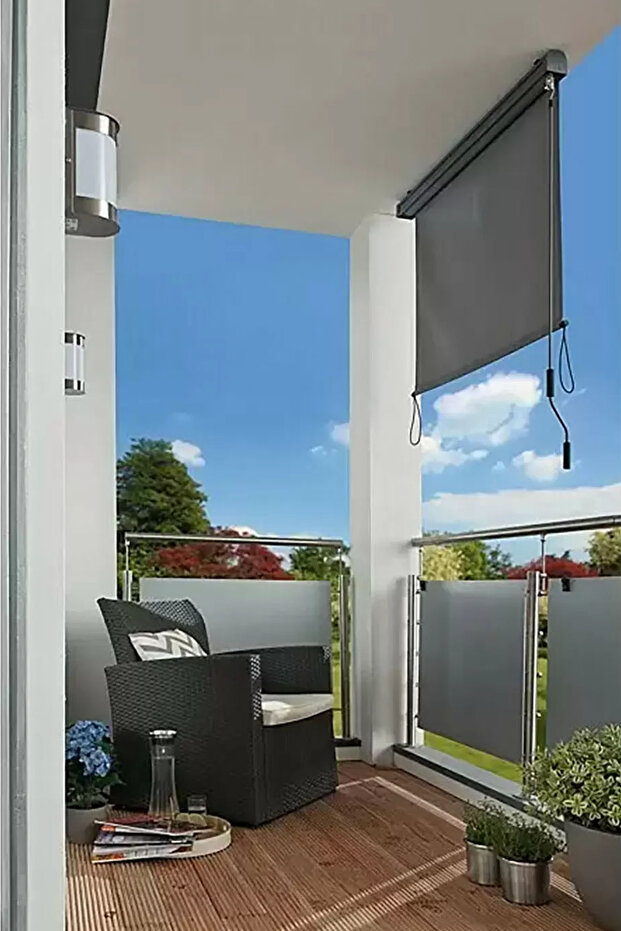 Binbirreyon Balkon Perdesi Gölgelik Ayarlanabilir Stor Balkon Güneşliği ...
