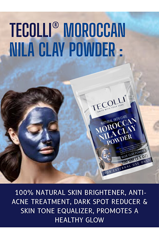 TECOLLI Original Moroccan Blue Nila Powder 100g –face Mask For Skin ...